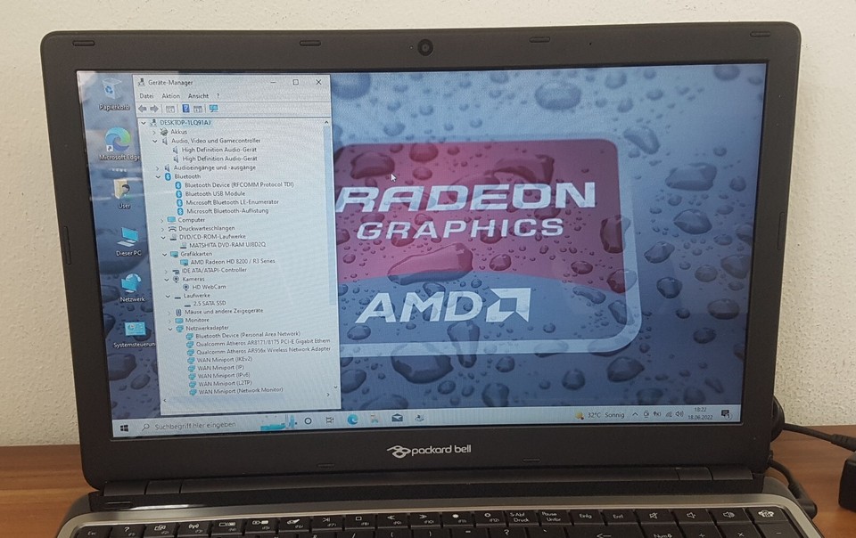 15,6" Win 10 Packard Bell MS2384 AMD E1 2x1,4GHz SSD 128GB Webcam ...