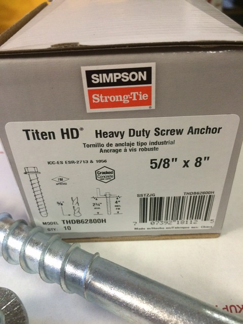 Simpson Strong-Tie 5/8x8" Titen Heavy Duty Screw Anchor - 10 Pack ...