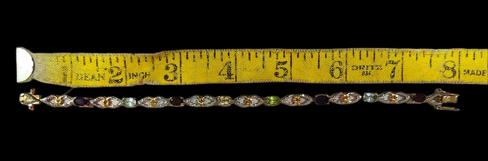 Ross Simons Gilded Sterling Silver Multi Gemstone Heart Link Bracelet ...