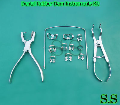 15 Pieces Dental Rubber Dam Instruments Kit Surgical Instruments Set DN ...