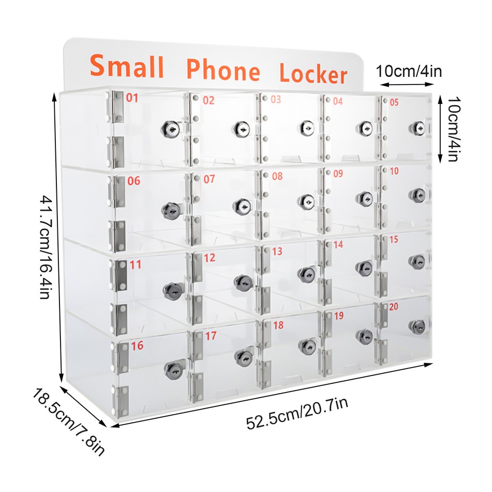 Rectangular Acrylic Cellphone Locker Clear Cell Phone Storage Box with ...