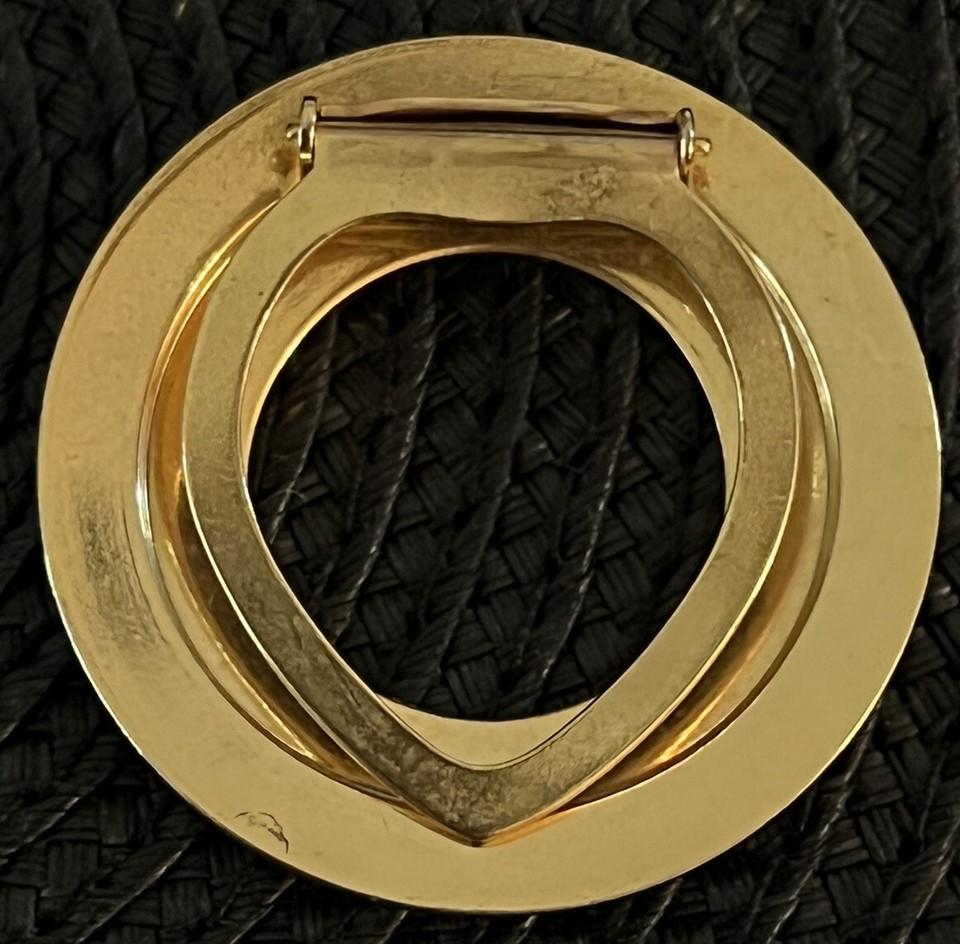 Vtg Lieba Scarf Shoe Clip USA Textured Gold Tone Open Circle Wreath ...