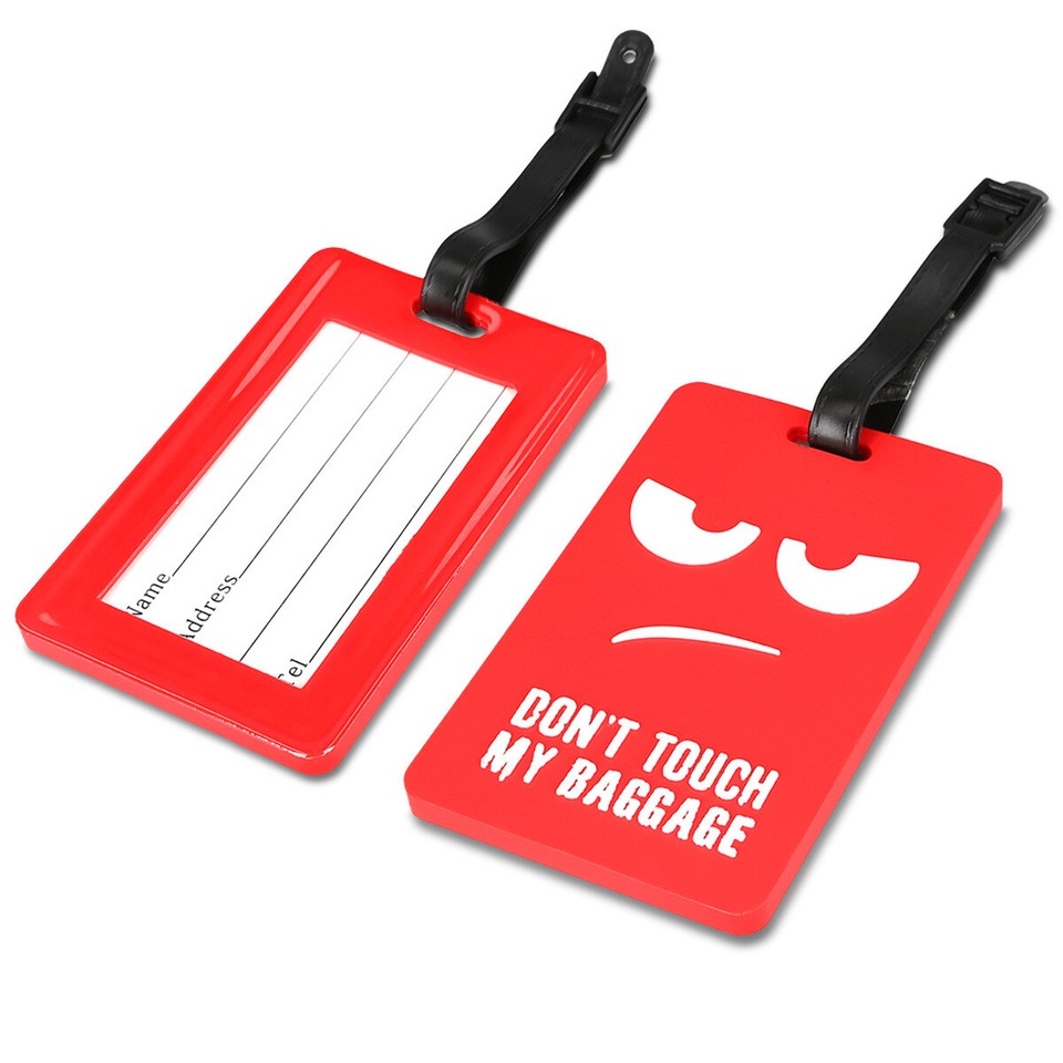 Silicone Luggage Name Tag - Don't Touch My Baggage, White Red | eBay UK