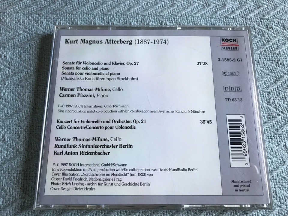 Kurt Magnus ATTERBERG: Cellosonate, Op. 27/Cellokonzert, Op. 21 (CD ...