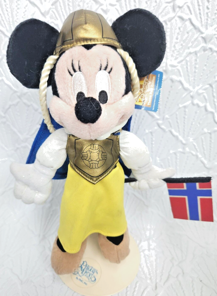 Minnie Mouse Norway Disney Store 8”Viking Helmet Flag Mini Bean Bag ...