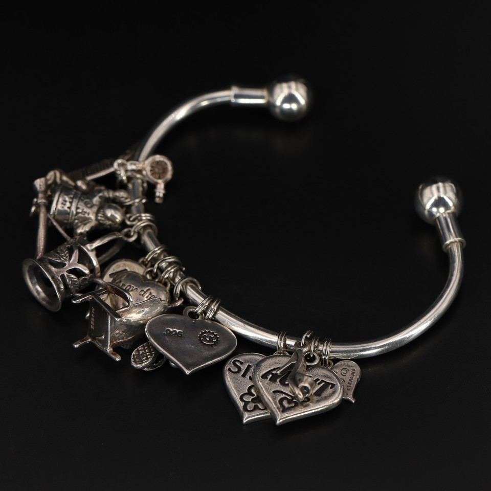 Sterling Silver - SJC SUNDANCER Heart Sister 6.5" Loader Charm Bracelet ...