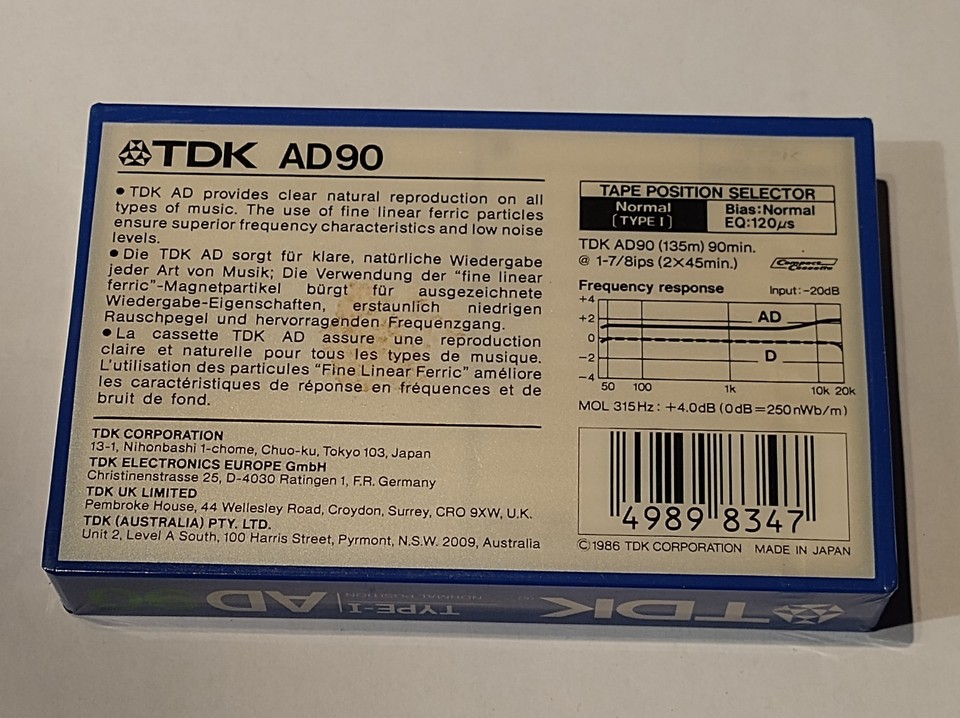TDK AD 90 Premium Normal Position Type I / Leerkassette Tape / NEU ...