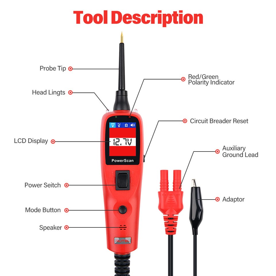 Autel PowerScan PS100 Circuit Tester Electrical Diagnostic Power Probe ...