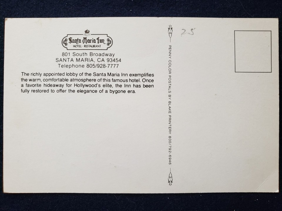 Santa Maria Inn Santa Maria Santa Barbara California CA Postcard | eBay
