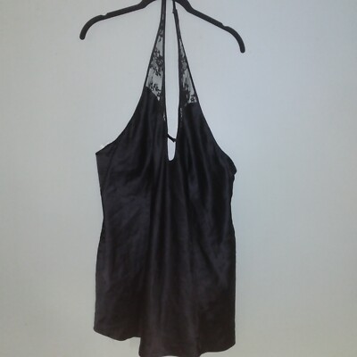 Victoria's Secret Very Sexy Nightie Gown Women's M Black Halter Lace ...