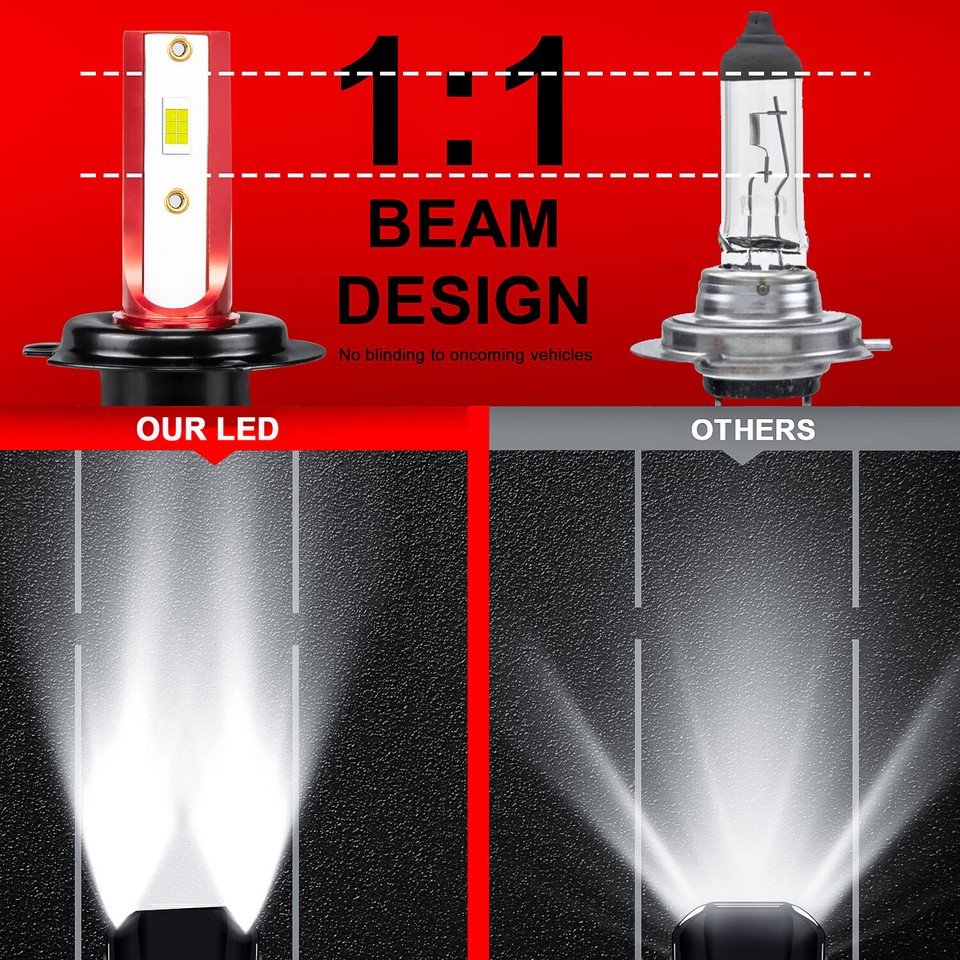 H7+H7 White 6000K LED Headlight Hi/Low Beam Bulbs For BMW E90 F30 328i ...