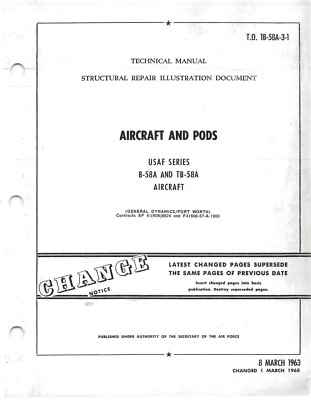 B-58 Structural Repair Illustration Document Air Force Manual Flight ...