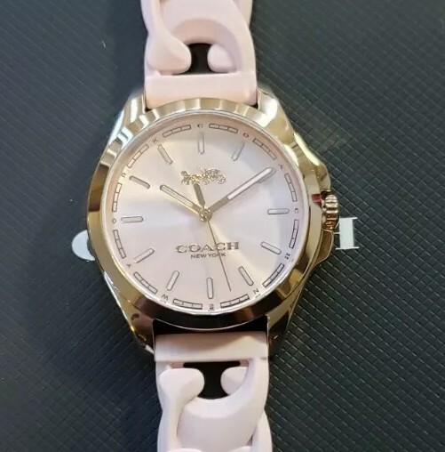 COACH LIBBY WATCH WITH 34 mm PINK FACE & PINK SILICONE BAND for sale ...