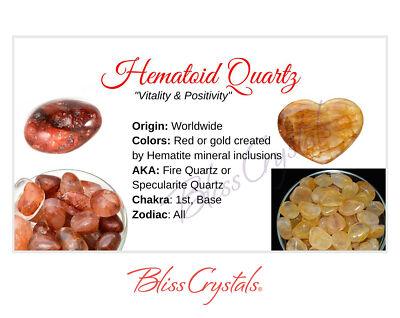 HEMATOID QUARTZ Crystal Information Card, Double sided #HC115 | eBay