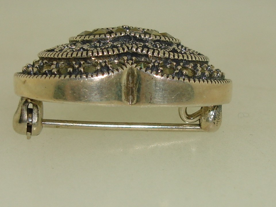 BEAUTIFUL VINTAGE JUDITH JACK STERLING SILVER & MARCASITE FILIGREE ...