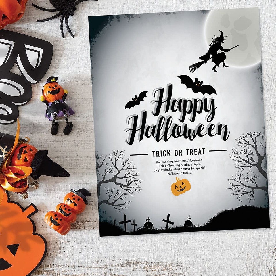 25 Sheets Over the Moon Halloween Letter Paper Fall Holiday Computer ...