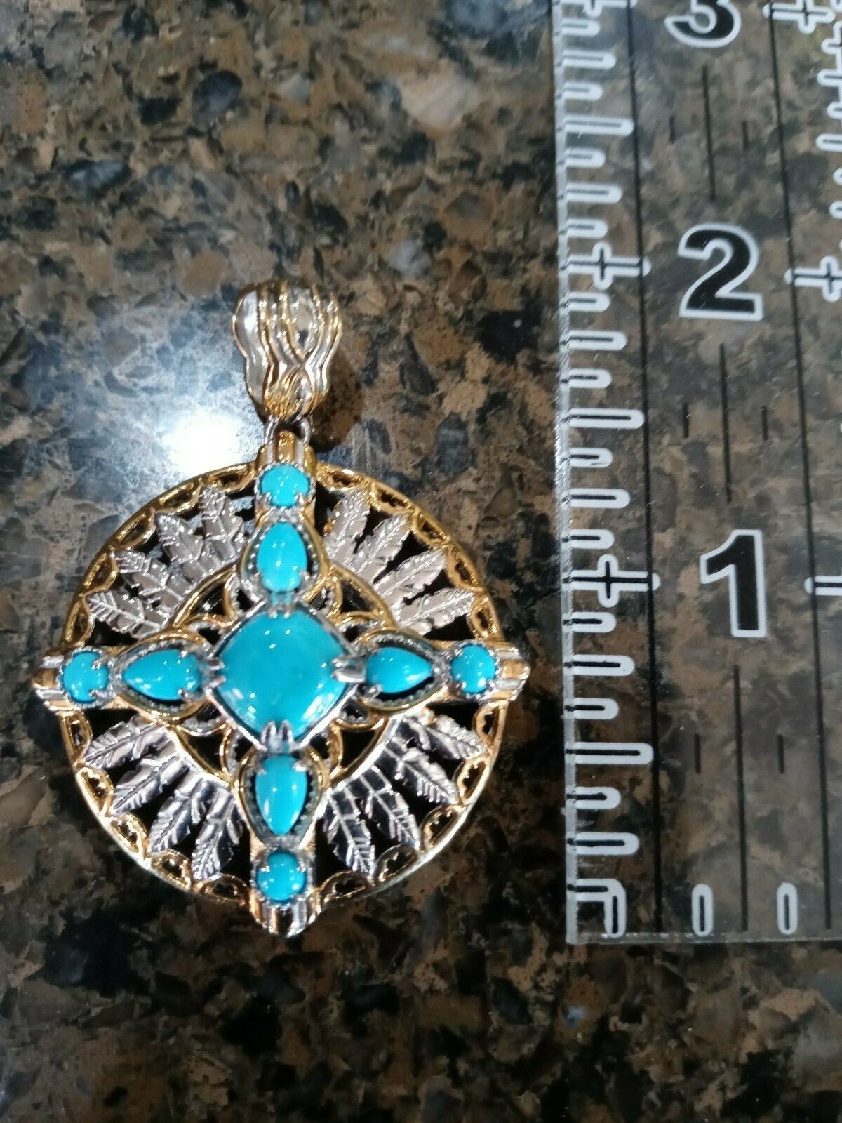 Native American Gold and Silver Pendent - Gem