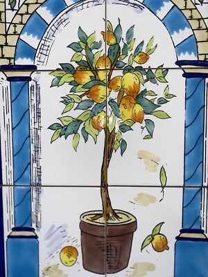Ceramic Tile Mural Backsplash Lemon Tree Wall Mosaic Deco Hand Painted ...