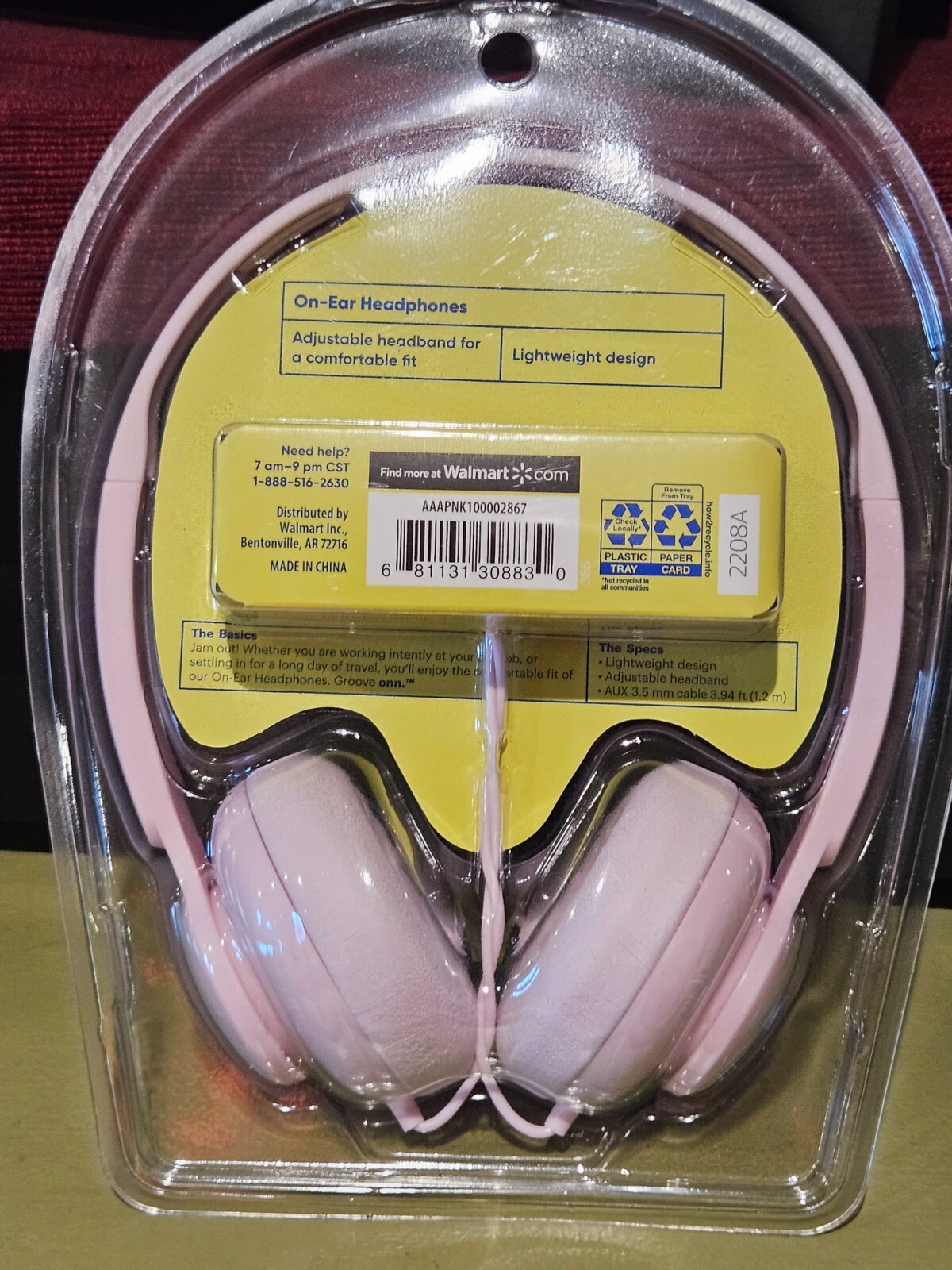 Groove Onn Adjustable Lightweight On-Ear Headphones 3.5 mm Aux cable ...