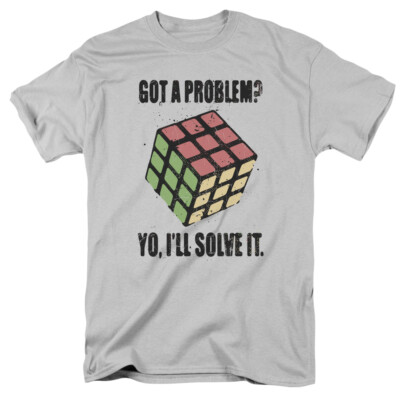 Rubiks Cube Problem Solver T Shirt Mens Licensed Puzzle Game Toy Silver ...