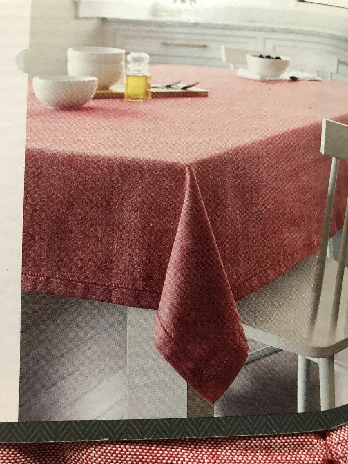 Threshold Tablecloth Hemstitch Red Chambray multiple sizes new w/o pkg ...