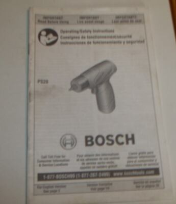 Bosch Model PS20 Drills Operating Instruction Manual | eBay