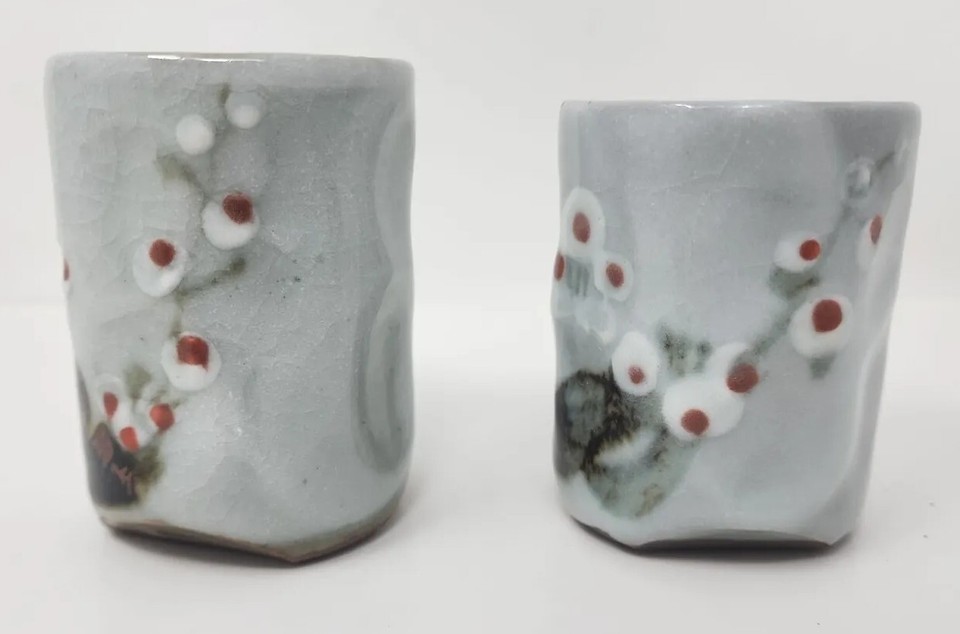 Vintage Japanese Sake Tea Sipper Cups in box Swirl bottom U133 | eBay