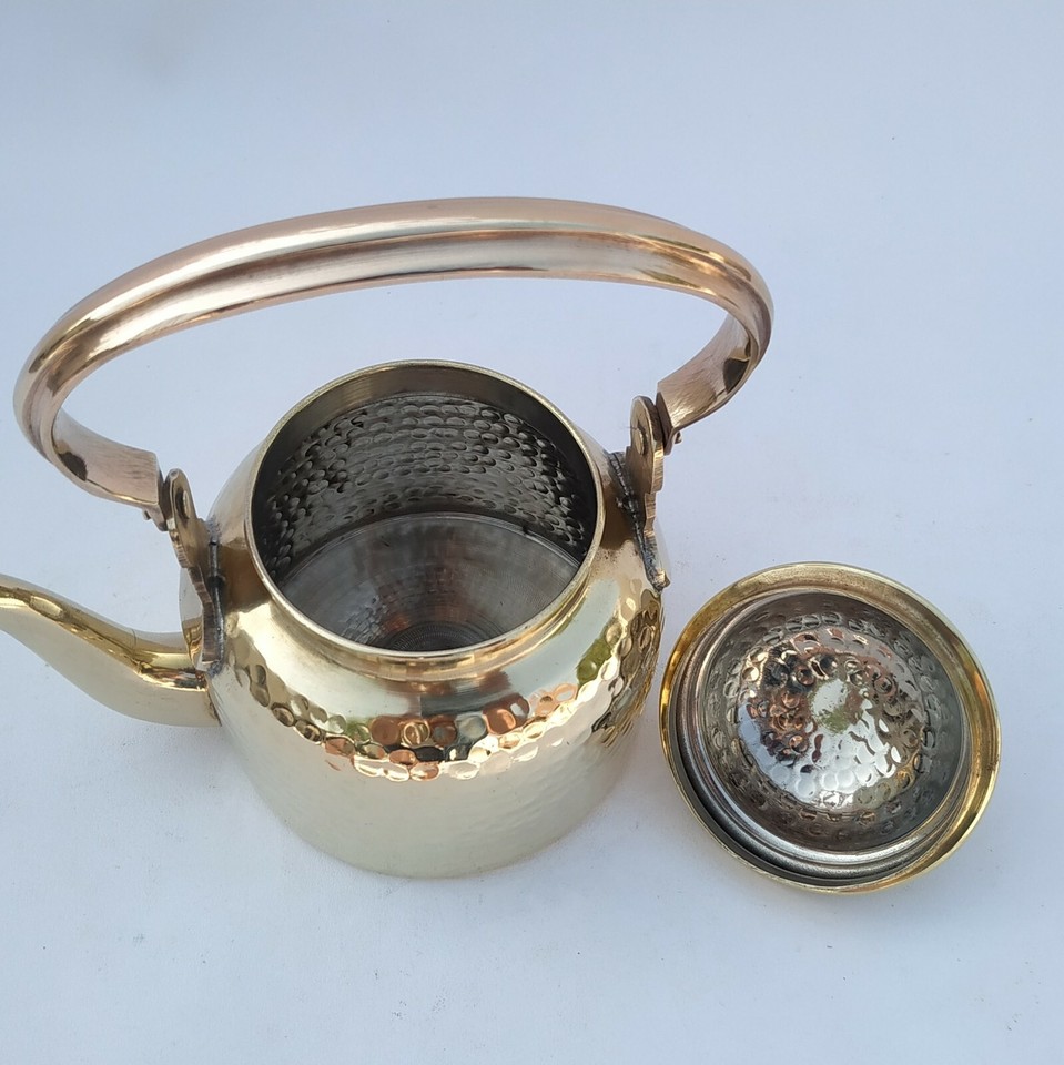Pure Brass Tea Kettle, Brass Teapot Cooking & Serving Pot Coffee Kettle ...