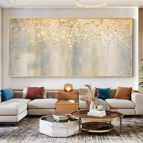 Handmade Gold Leaf Oil Painting on Canvas Boho Gold Foil Texture ...