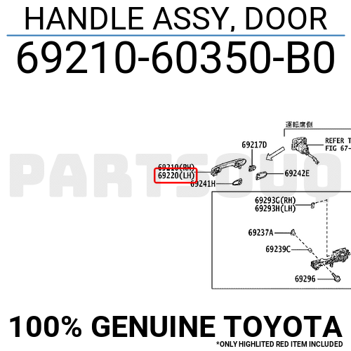 6921060350B0 Genuine Toyota HANDLE ASSY, DOOR 69210-60350-B0 | eBay