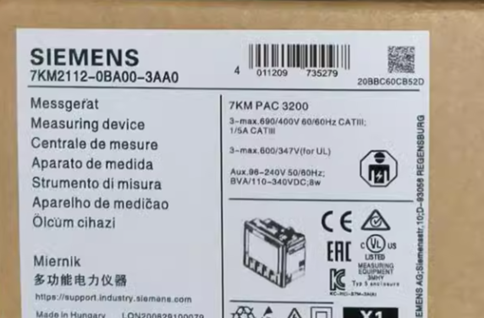 NEW SIEMENS SENTRON PAC3200 7KM2112-0BA00-3AA0 | eBay