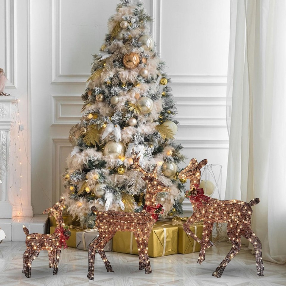 Christmas Lighted Reindeers Props Light up Ornament LED Lights Deer ...