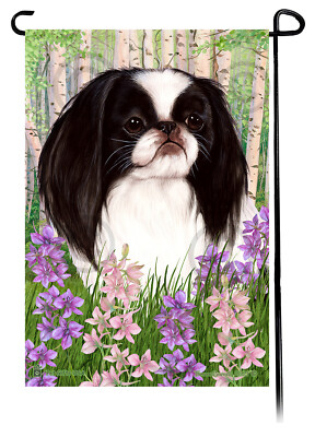Japanese Chin Spring Flowers Garden Flag | eBay