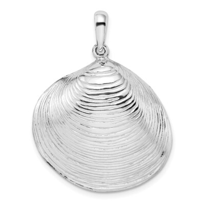Sterling Silver Rhodium-plated Polished 3D Large Clam Shell Pendant | eBay