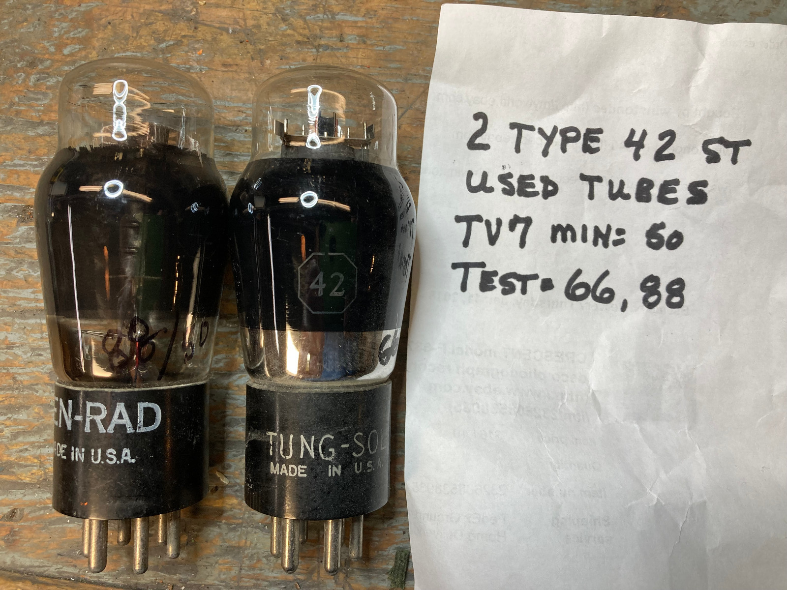 Pair used type 42 ST radio audio output tubes TV7=+ | eBay