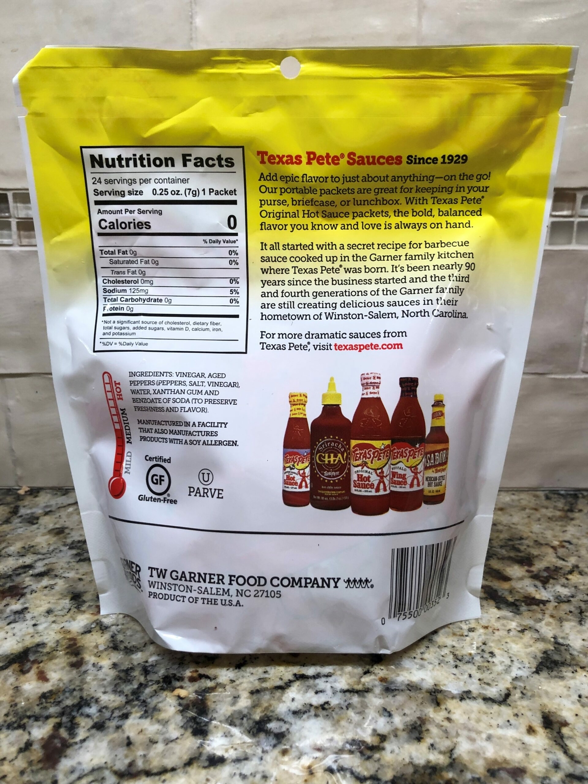 Texas Pete Hot Sauce On the Go Packets 24 Packs Pepper Wing Tabasco ...