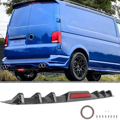 For VW Transporter T6 Carbon Fiber Rear Bumper Diffuser Splitter Lip w ...