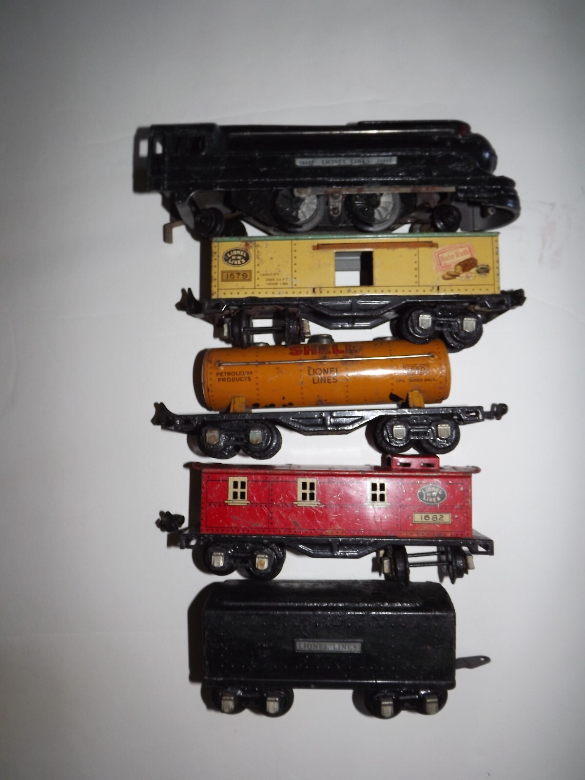 Lionel 027 1688e Engine Train 1940's Set BoxCar,Caboose,Shell Tanker ...