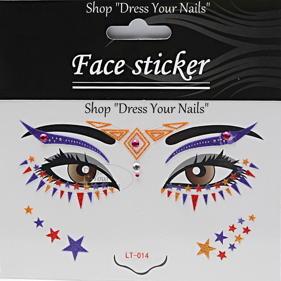 Eye Stickers Temporary Transfer Party Wear Hearts Flowers Masks Webs ...