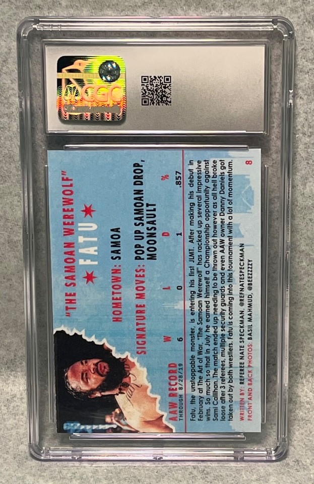 2019 AAW Wrestling JACOB FATU Rookie #8 CGC 10 Gem RC Samoan Werewolf ...
