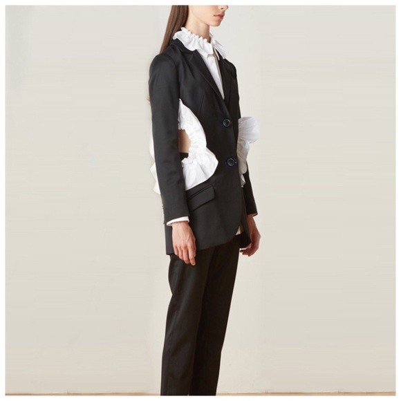 Fabulous Black & White Ruffle Open Side Jacket | eBay