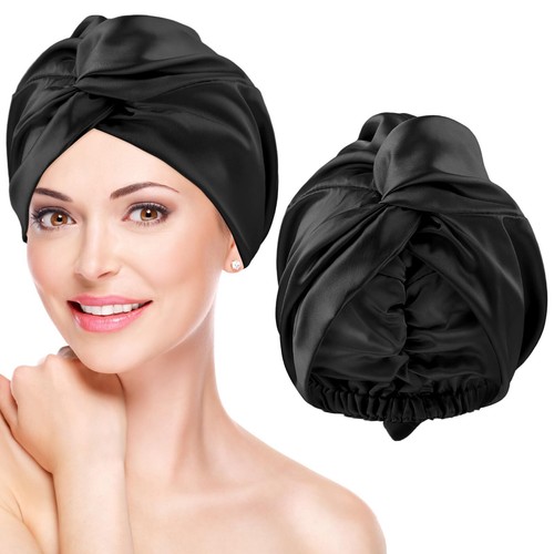 Satin Silk Hair Bonnet Hair Wrap for Sleeping Adjustable Night Sleep ...
