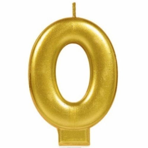 BIRTHDAY PARTY SUPPLIES CANDLE NUMBER ZERO GOLD METALLIC 0 CAKE TOPPER ...