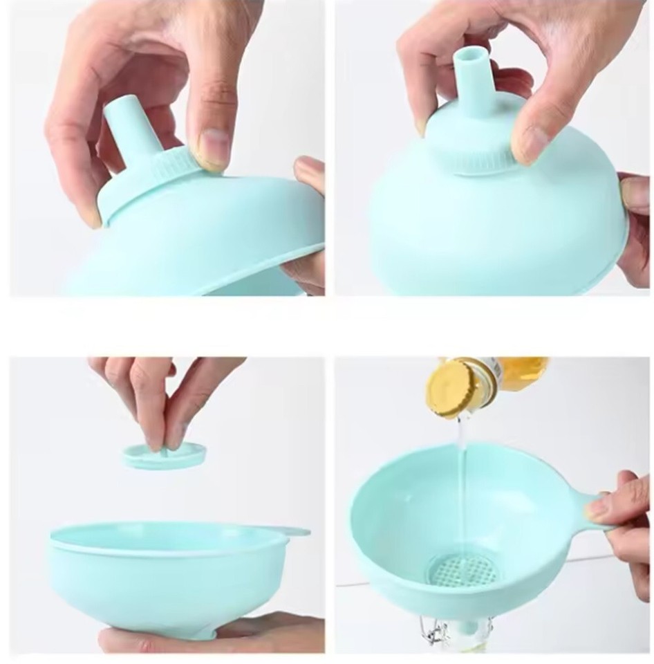 Wide Mouth Kitchen Funnel 3 in 1 Spout Strainer Jar Filler Canning ...