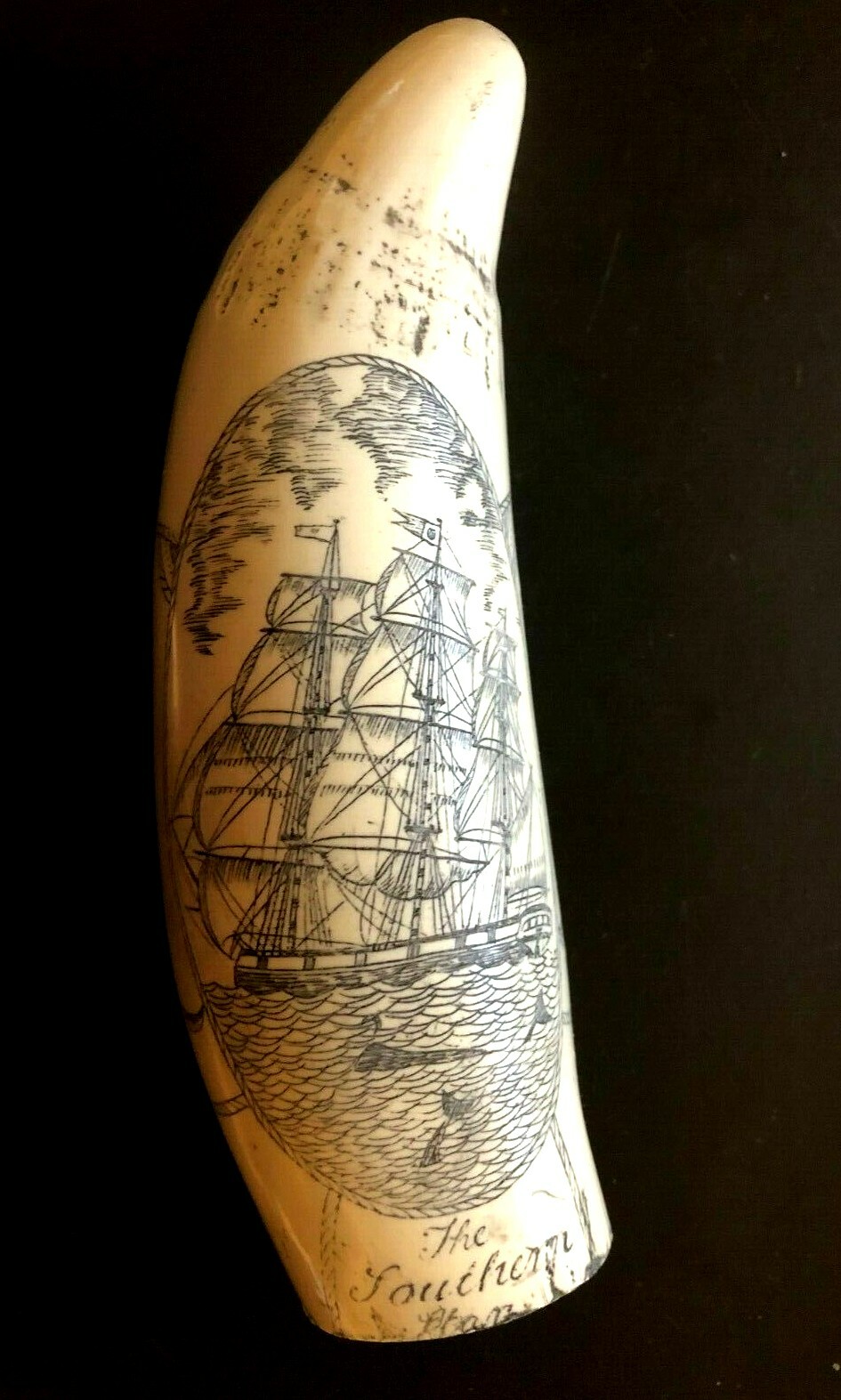 SCRIMSHAW repo SPERM WHALE TOOTH PRESIDENT "ABRAHAM LINCOLN" EXCELLENT ...