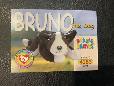 TY Beanie Babies BBOC Card - Series 1 Common - BRUNO the Dog - NM/Mint ...