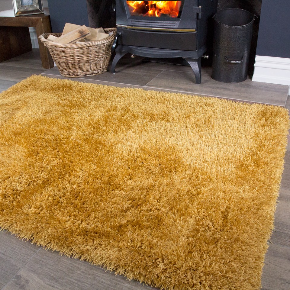 Ochre Mustard Yellow Gold Bright Large Area Rug Rugs for Living Room ...