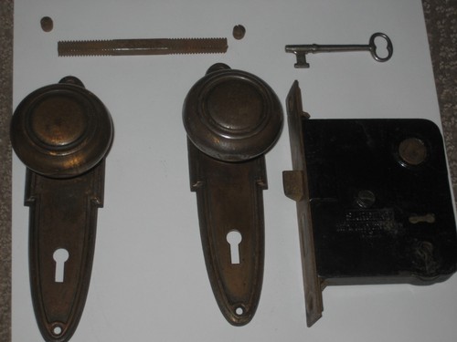 Antique Door Set Victorian/Sargent Mortise , Backplate, Knob, Lock Key ...
