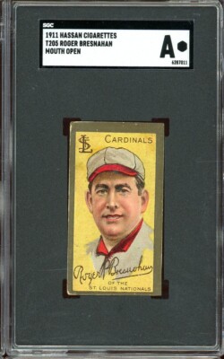 1911 T205 Hassan Cigarettes Baseball Roger Bresnahan Mouth Open SGC A ...