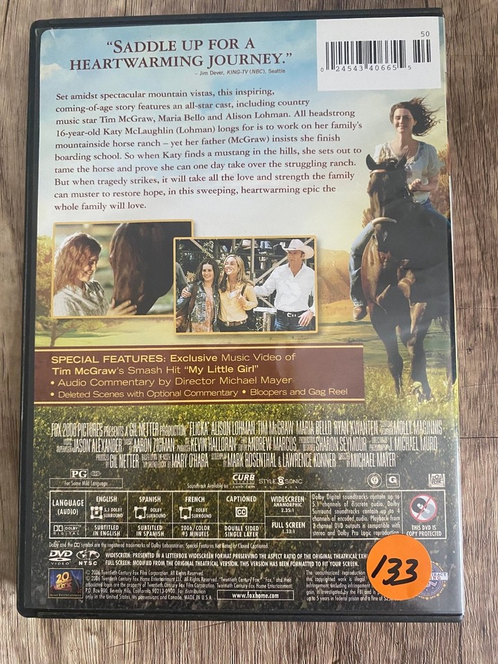 Flicka DVD 2006 Tim McGraw Alison Lohman Maria Bello Family Film | eBay